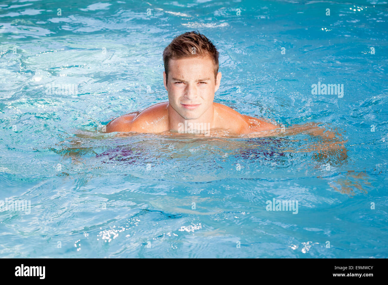 Man Swimming Pool Outdoors Muscles High Resolution Stock Photography ...