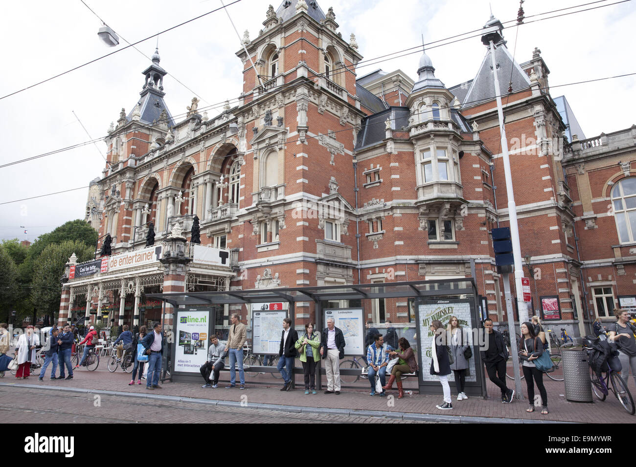 Leidse Square in Amsterdam. The Stadsschouwburg of Amsterdam is the ...