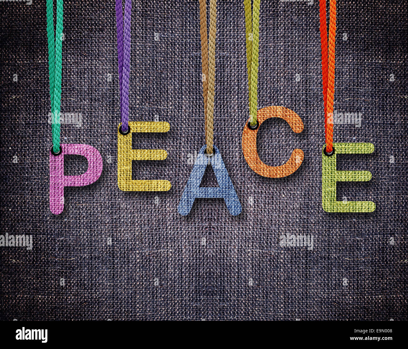 Letters hanging strings Stock Photo - Alamy