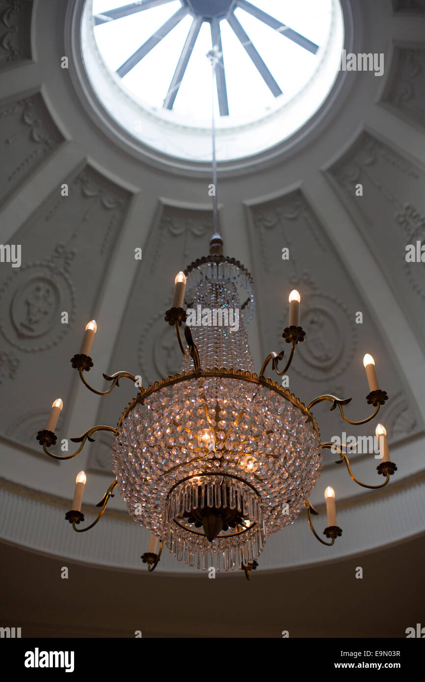 The chandelier in the ballroom of the Assembly Rooms in George Street ...