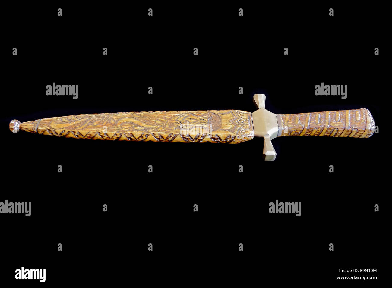 Cold weapon on black background Stock Photo - Alamy