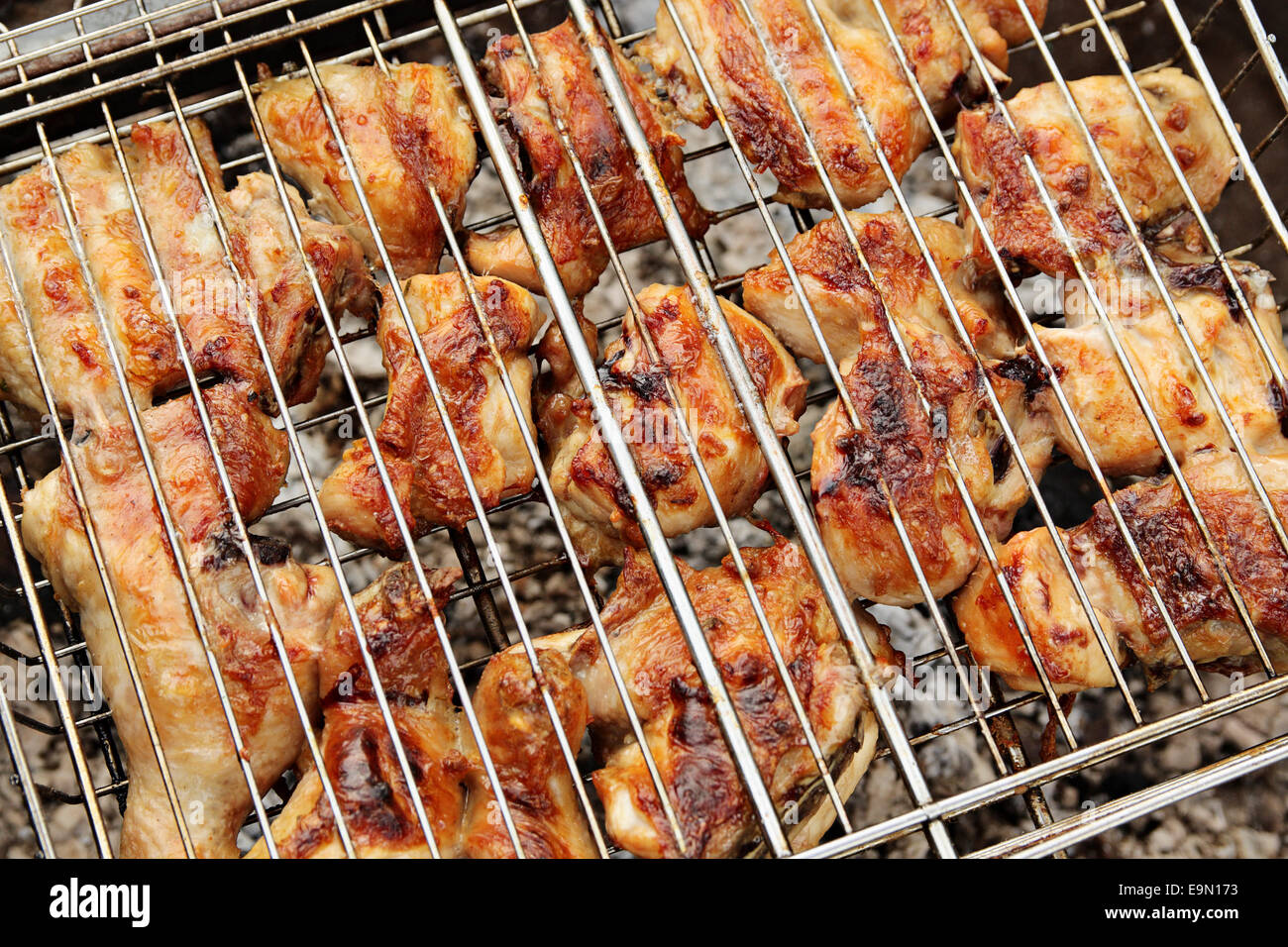 Cooking of barbecue on live coals Stock Photo - Alamy