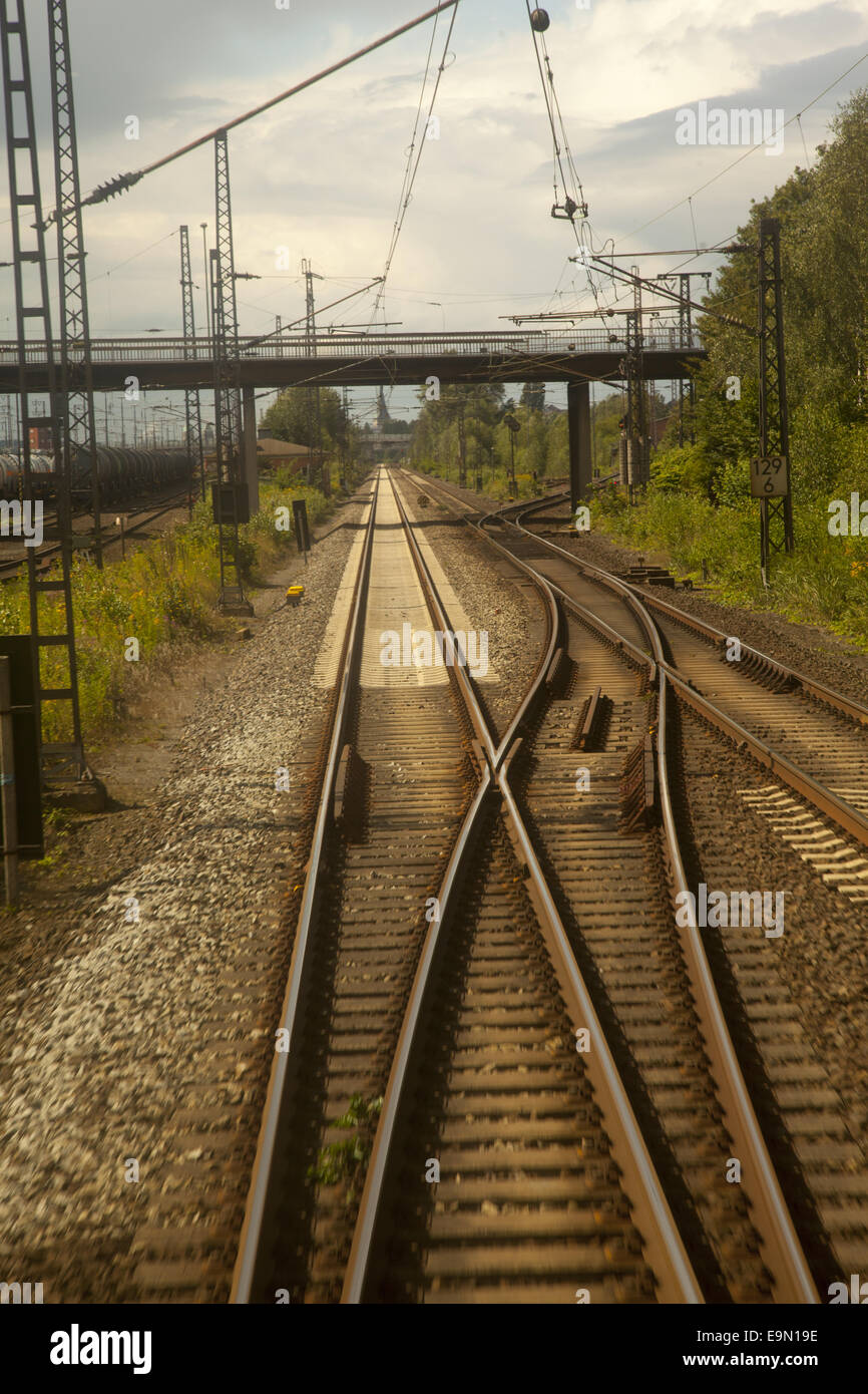 Looking out the back of the train towards Amsterdam as the Inter City ...