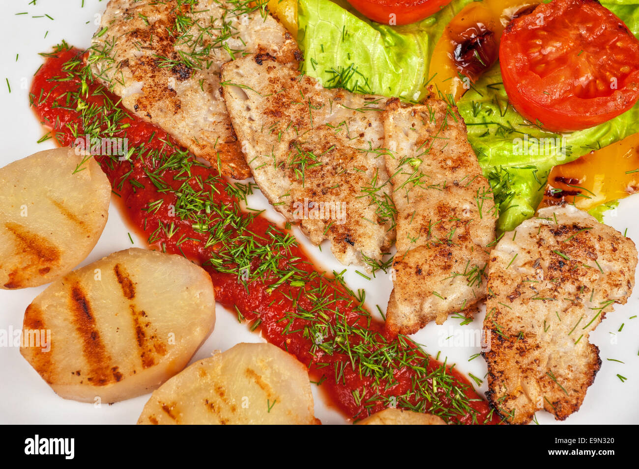 Tasty fish pike perch fillet Stock Photo - Alamy
