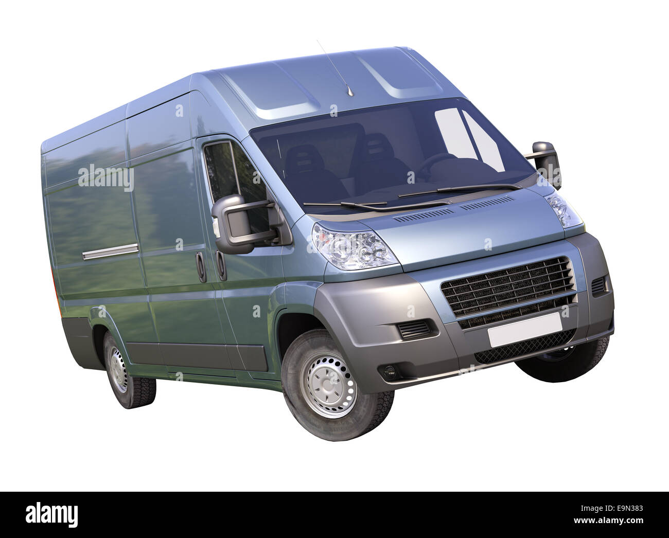 Blue commercial delivery van isolated Stock Photo - Alamy