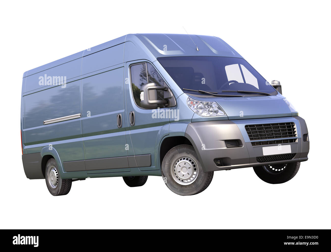 Blue commercial delivery van isolated Stock Photo - Alamy