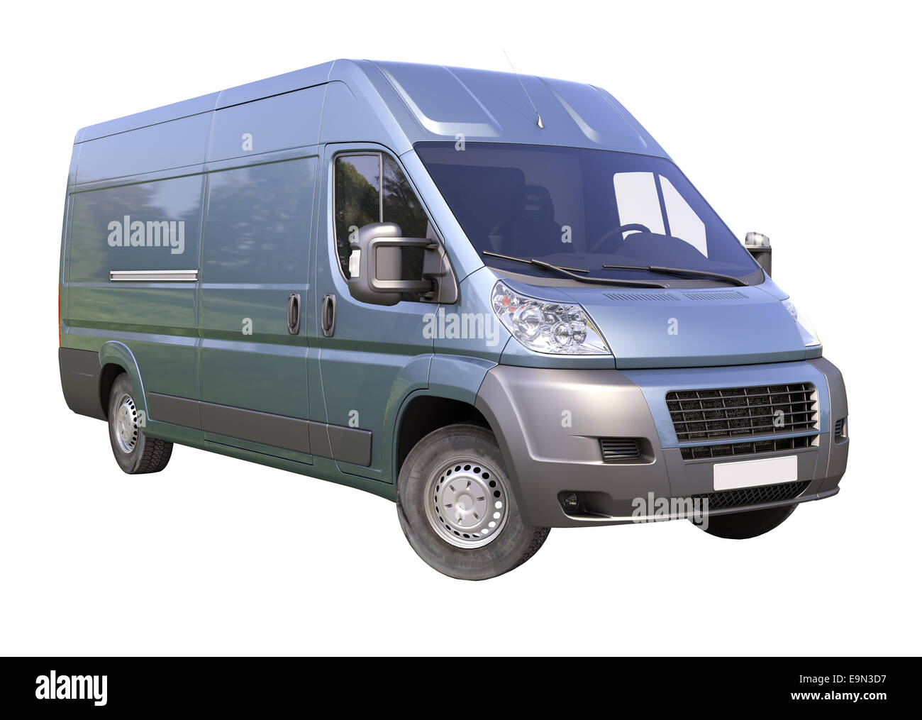 Blue commercial delivery van isolated Stock Photo - Alamy