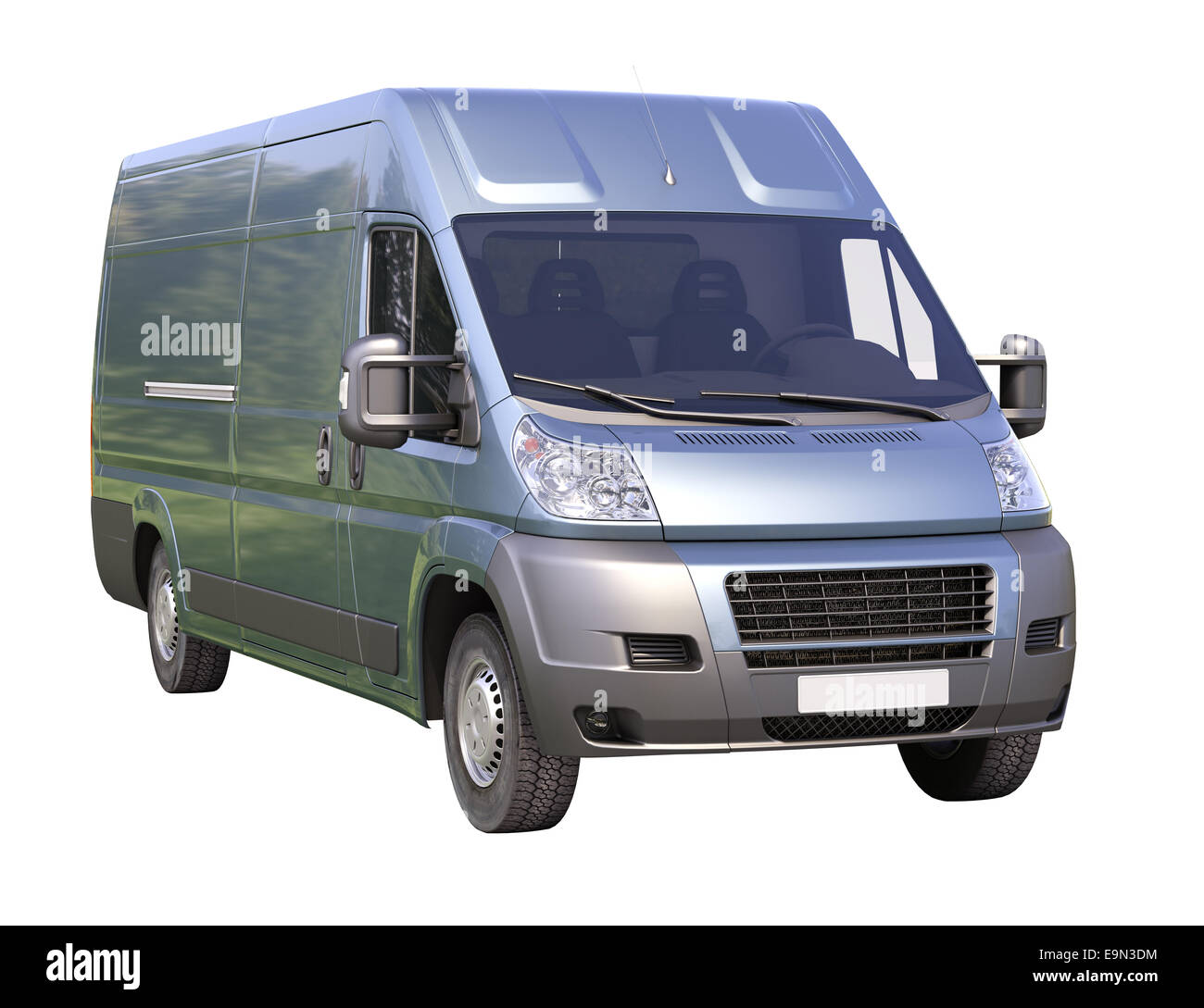 Blue commercial delivery van isolated Stock Photo - Alamy