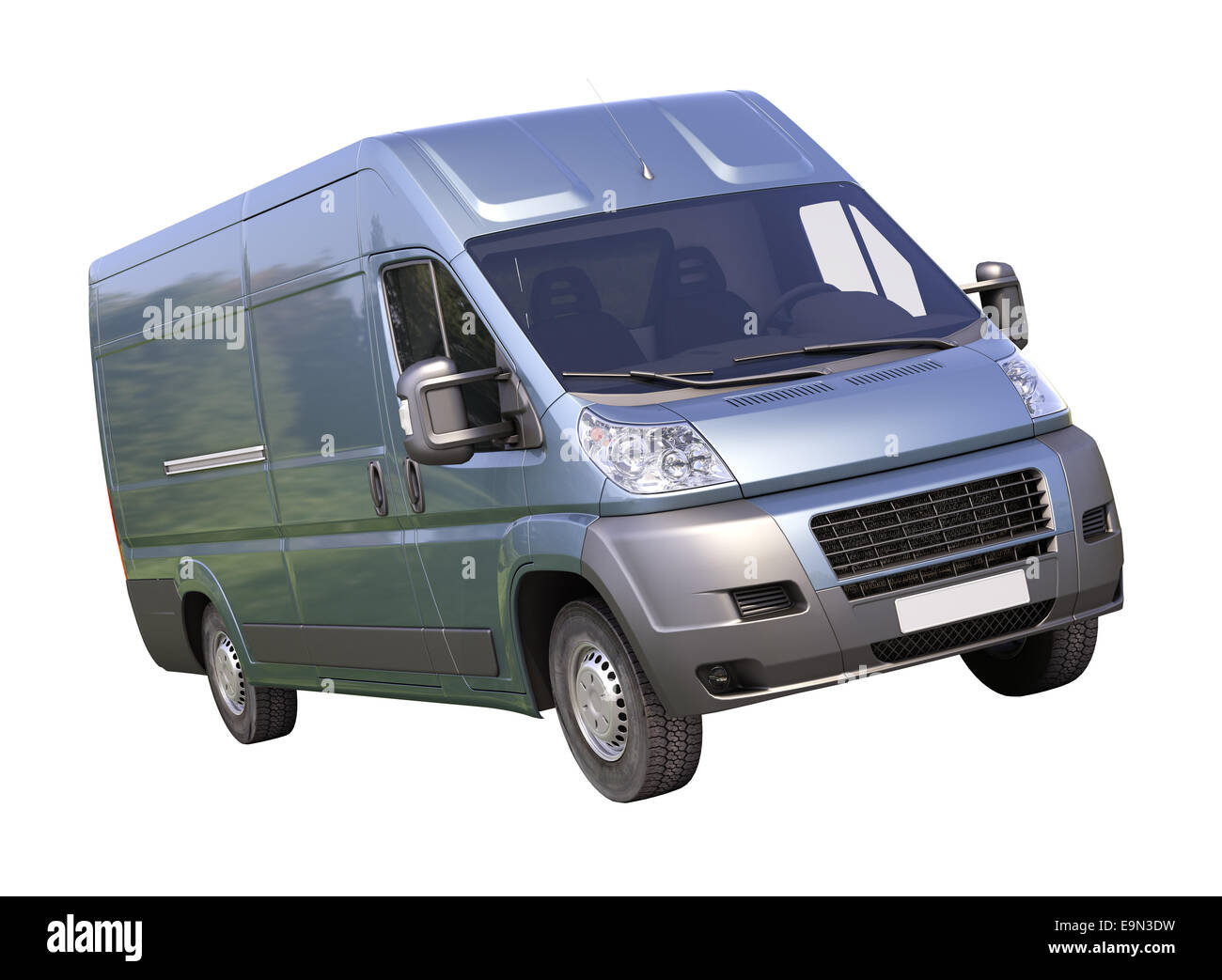 Blue commercial delivery van isolated Stock Photo - Alamy
