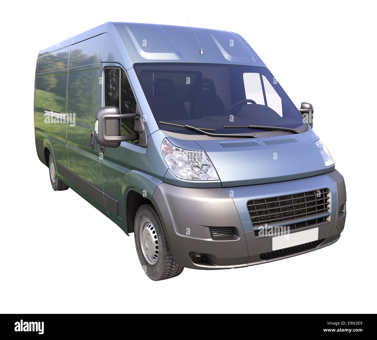 Blue commercial delivery van isolated Stock Photo - Alamy