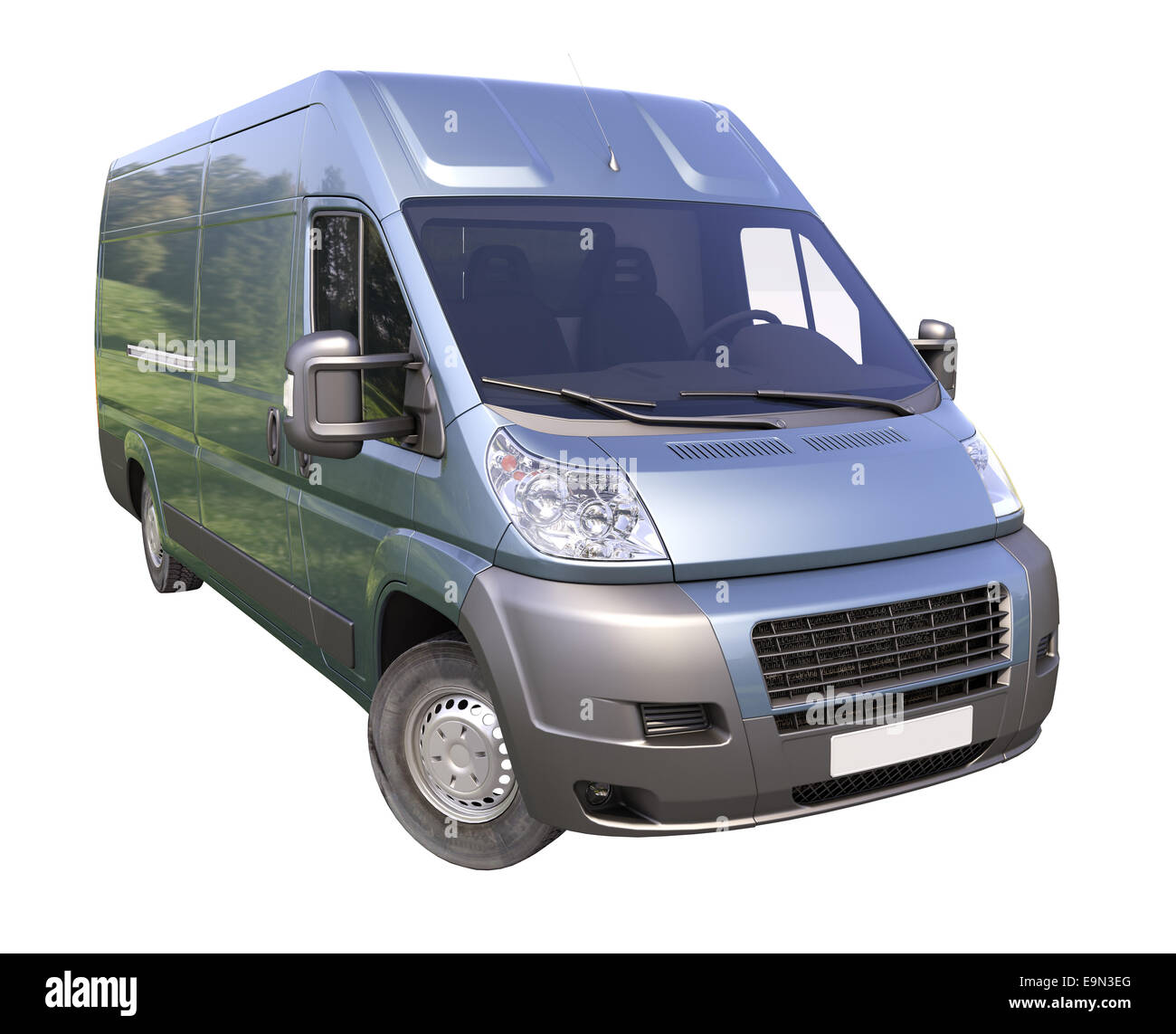 Blue commercial delivery van isolated Stock Photo - Alamy