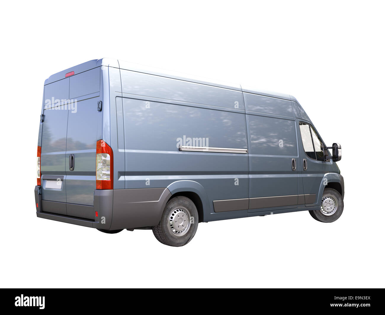 Blue commercial delivery van isolated Stock Photo - Alamy