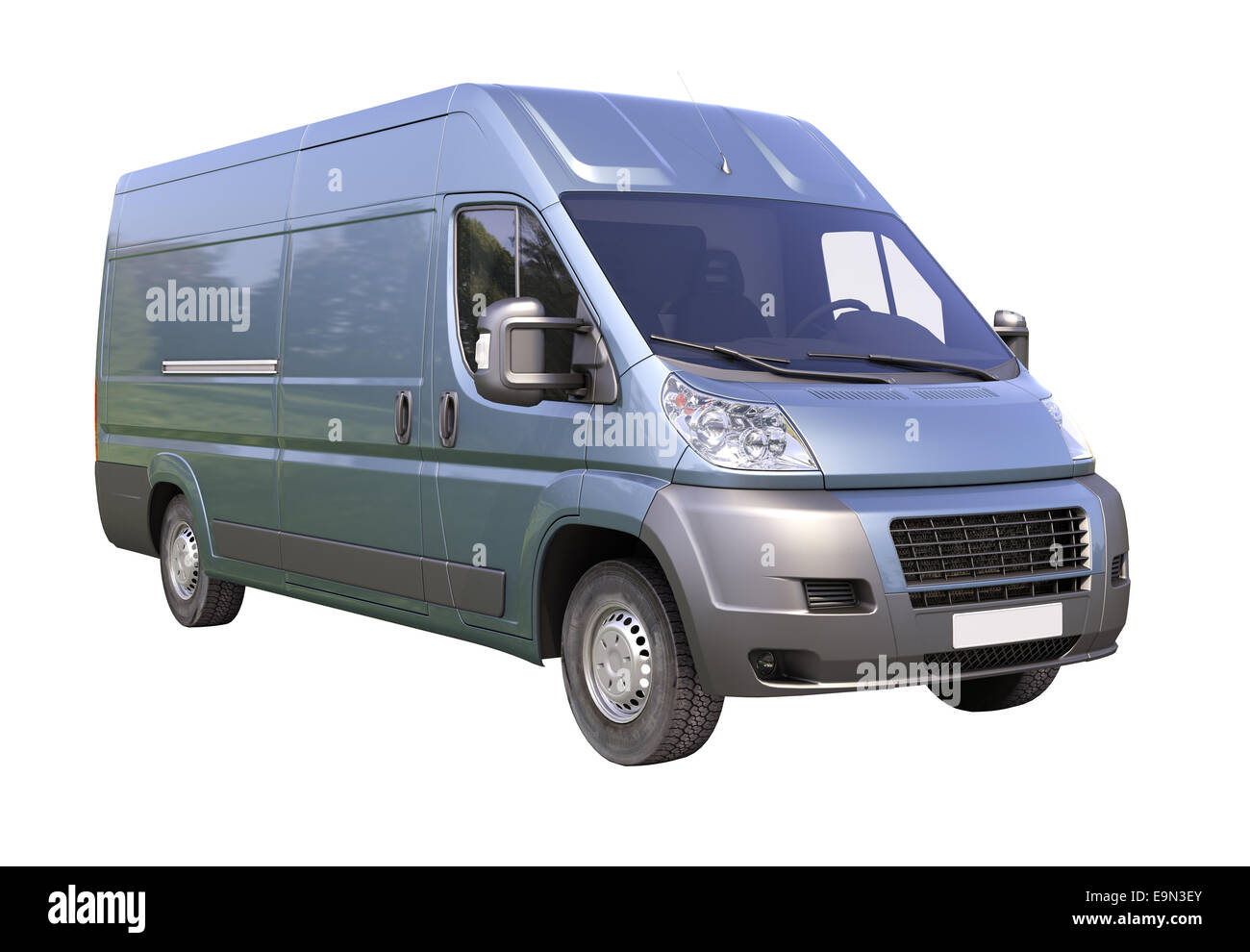 Blue commercial delivery van isolated Stock Photo - Alamy