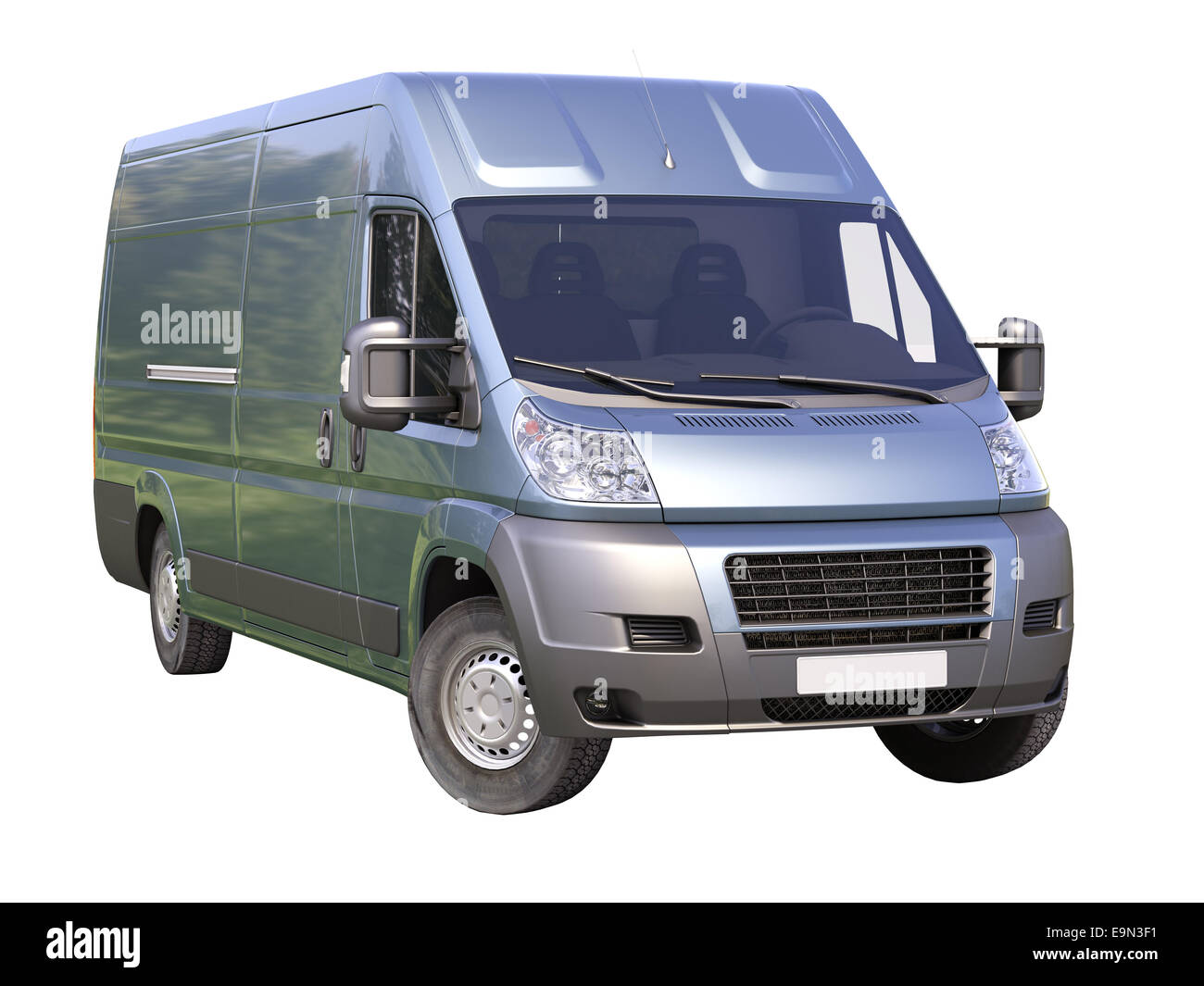 Blue commercial delivery van isolated Stock Photo - Alamy