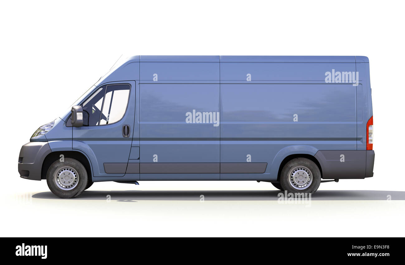 Blue commercial delivery van Stock Photo - Alamy