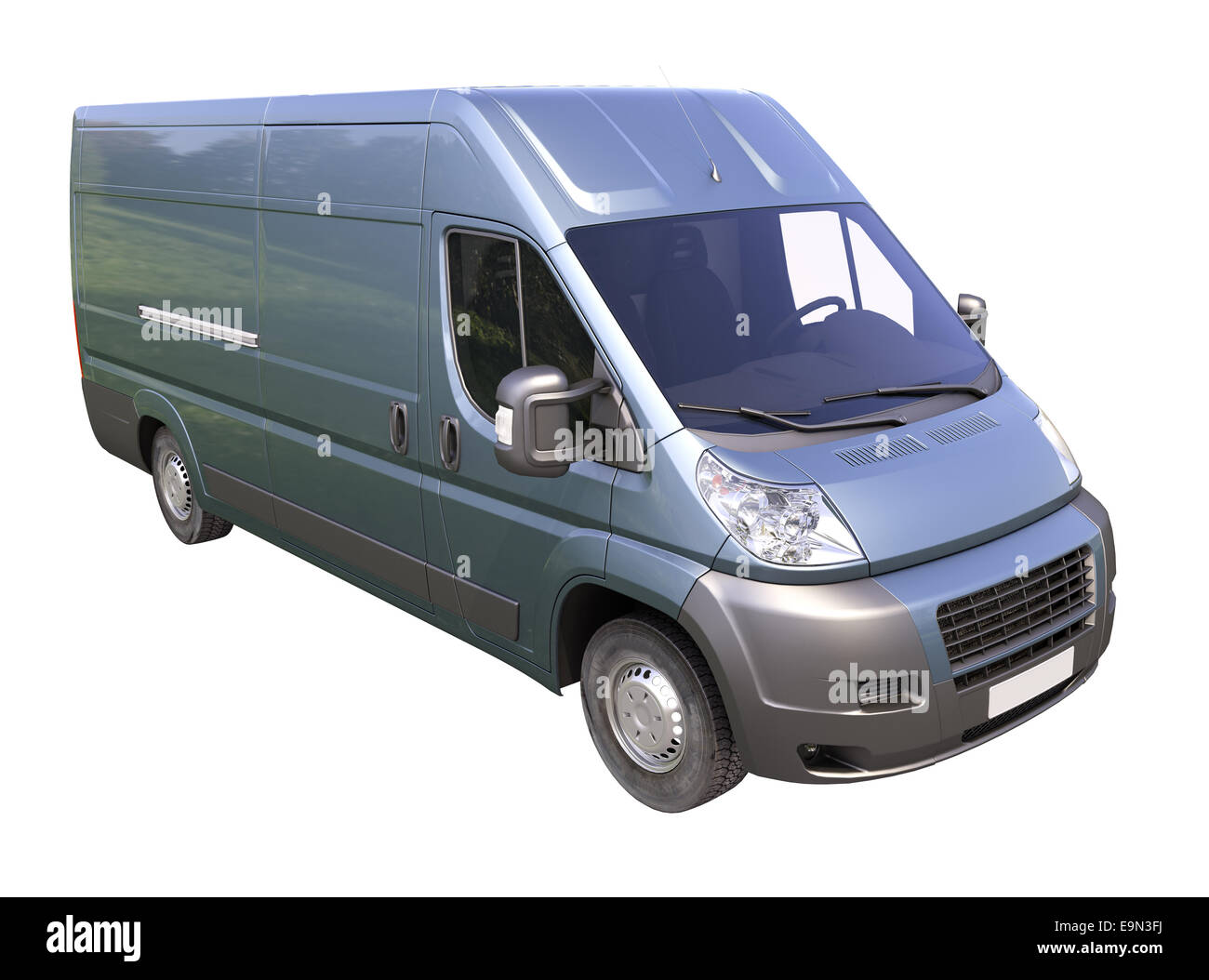 Blue commercial delivery van isolated Stock Photo - Alamy