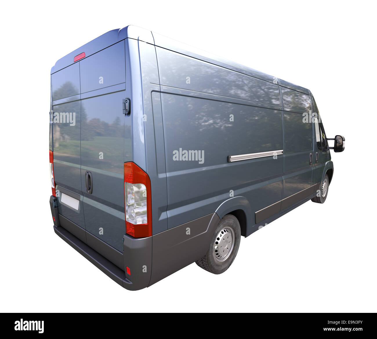 Blue commercial delivery van isolated Stock Photo - Alamy