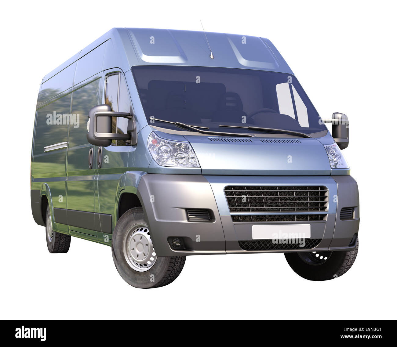 Blue commercial delivery van isolated Stock Photo - Alamy