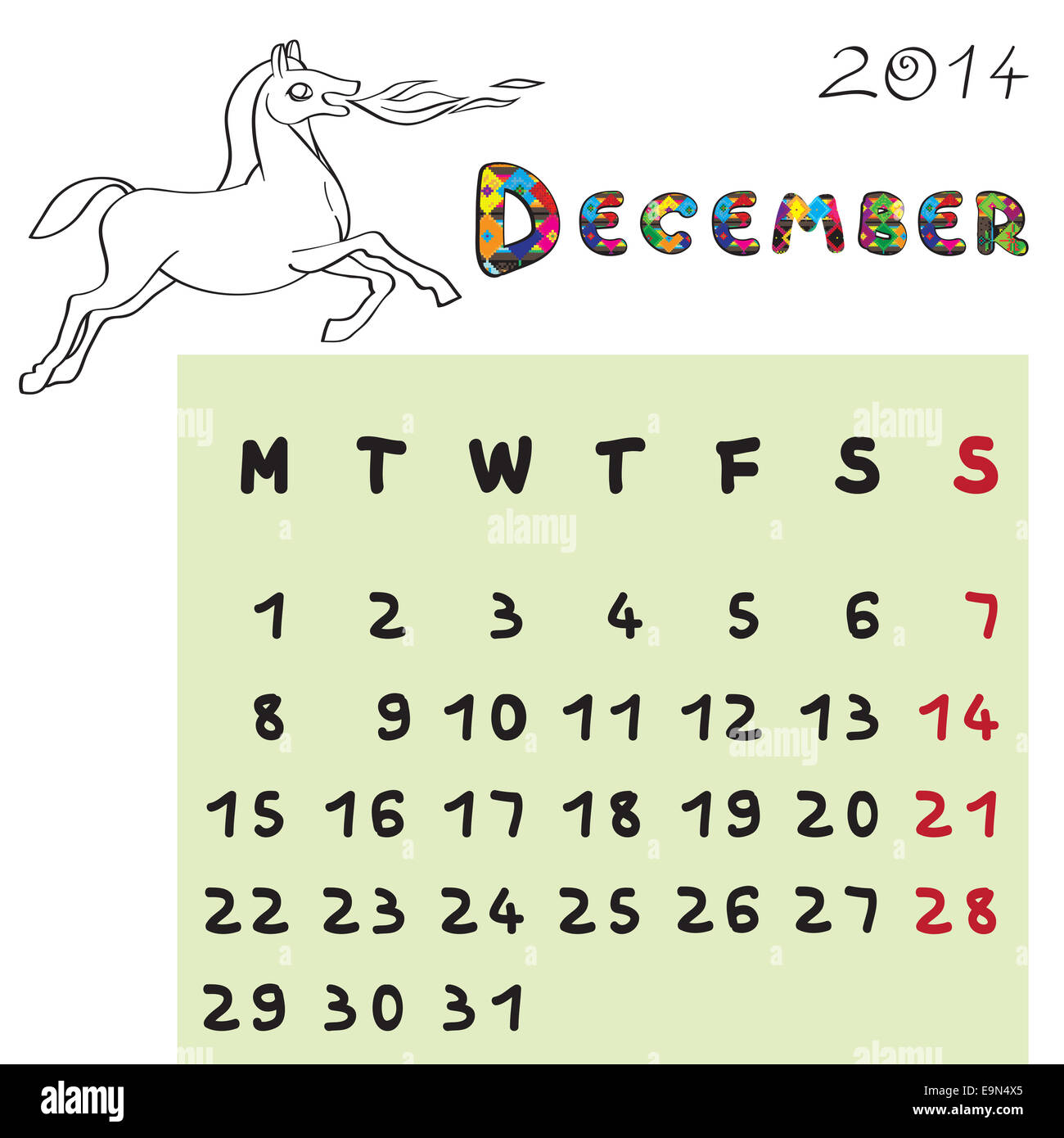 December 2014 calendar hi-res stock photography and images - Alamy