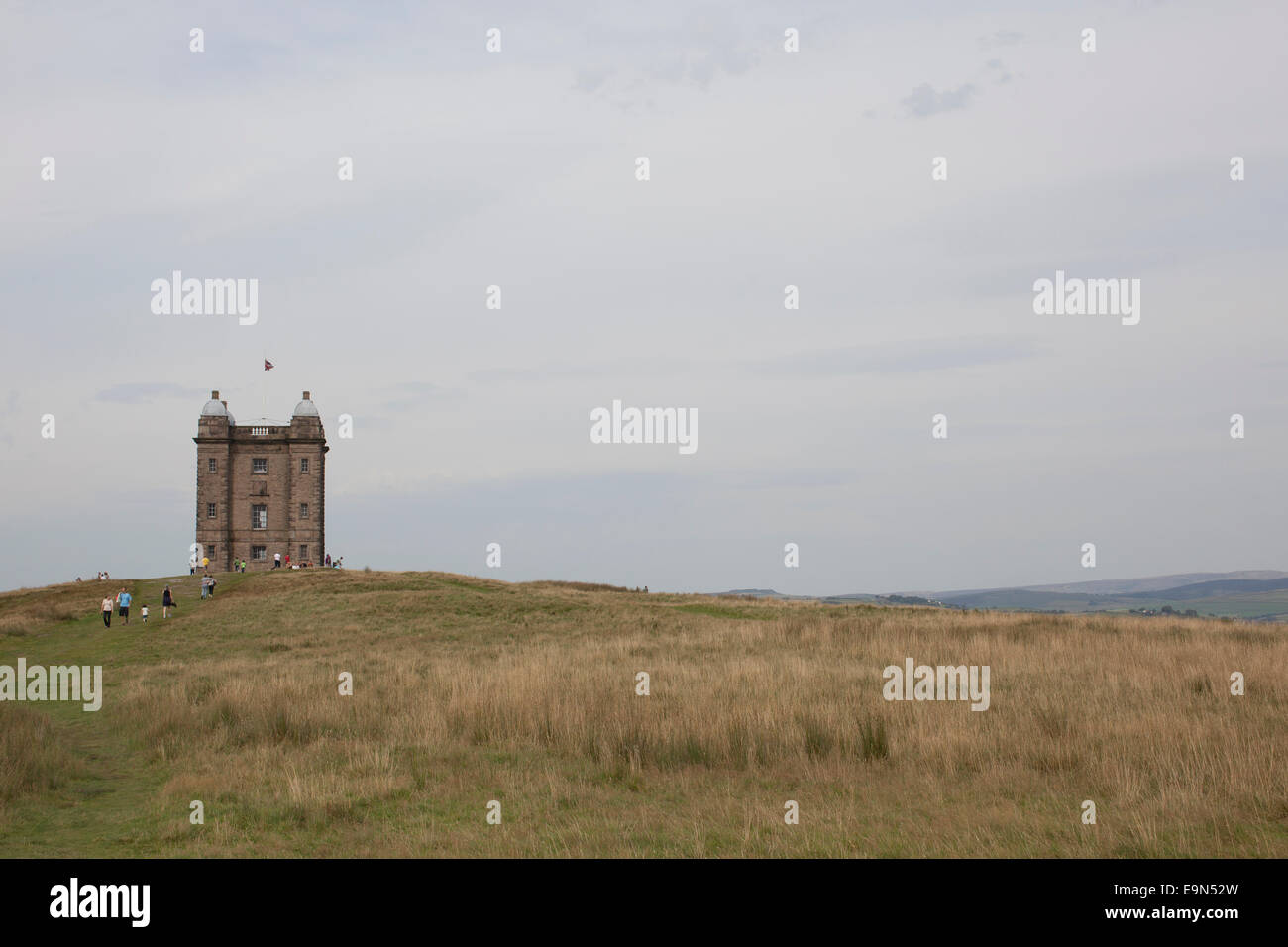 The Cage tower on the hill by Lyme Park, Disley, Cheshire Stock Photo ...