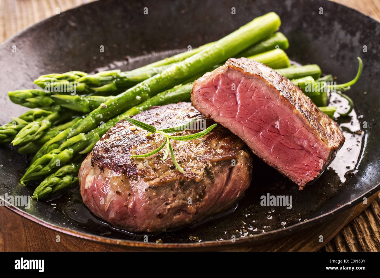 steak with green asparagus Stock Photo - Alamy