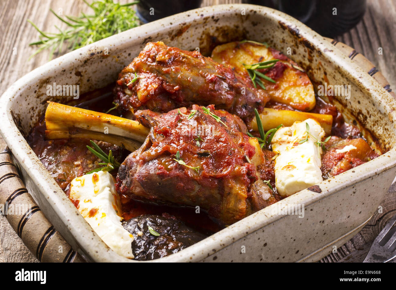 lamb knuckle with feta Stock Photo - Alamy
