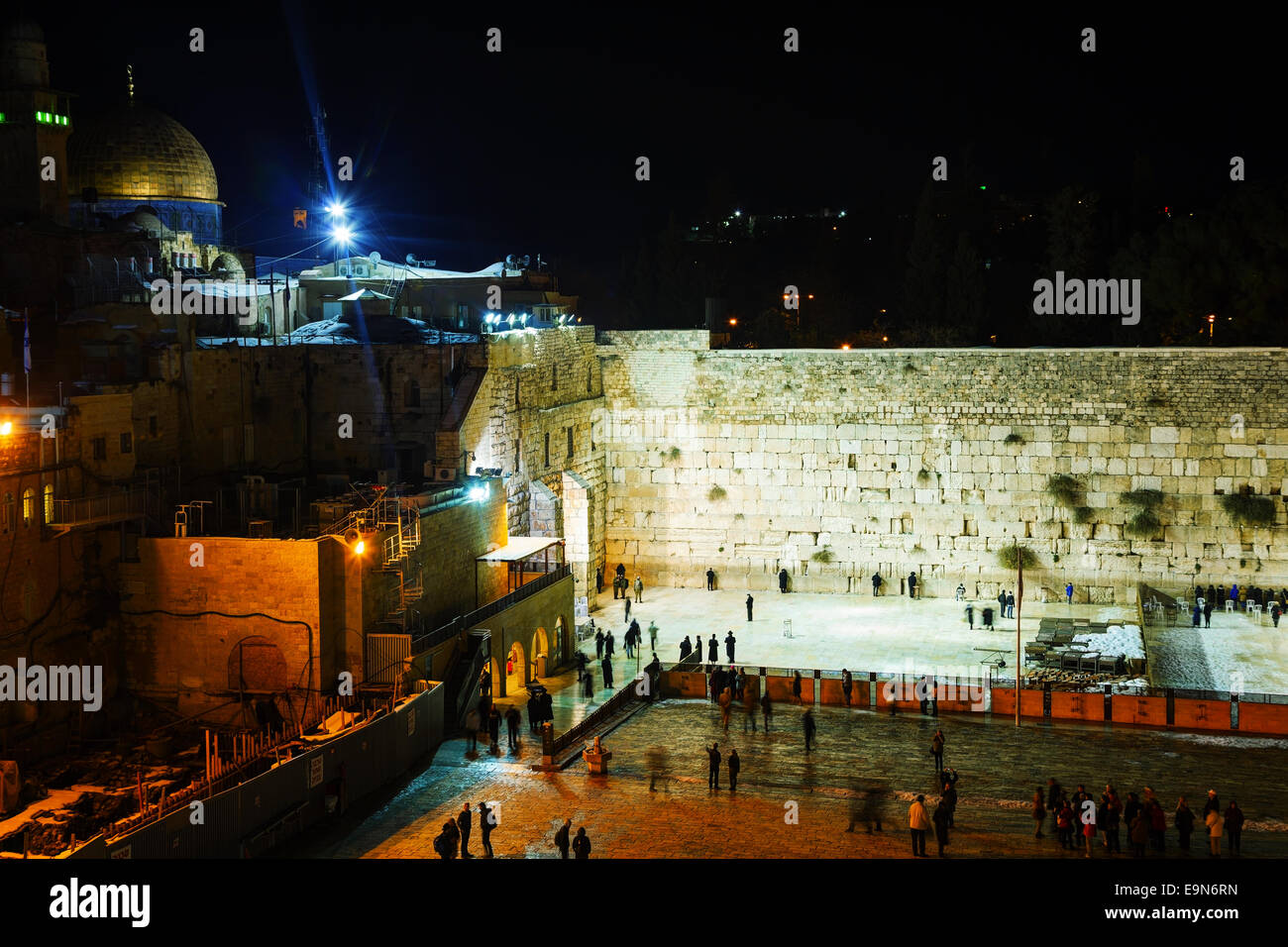 The Western Wall in the night Stock Photo - Alamy