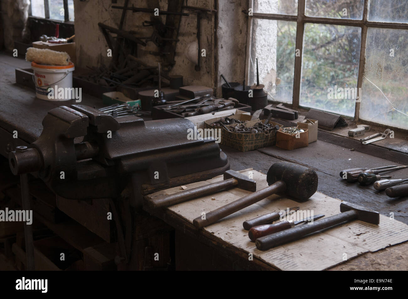 Blacksmith tools in a forge Stock Photo - Alamy