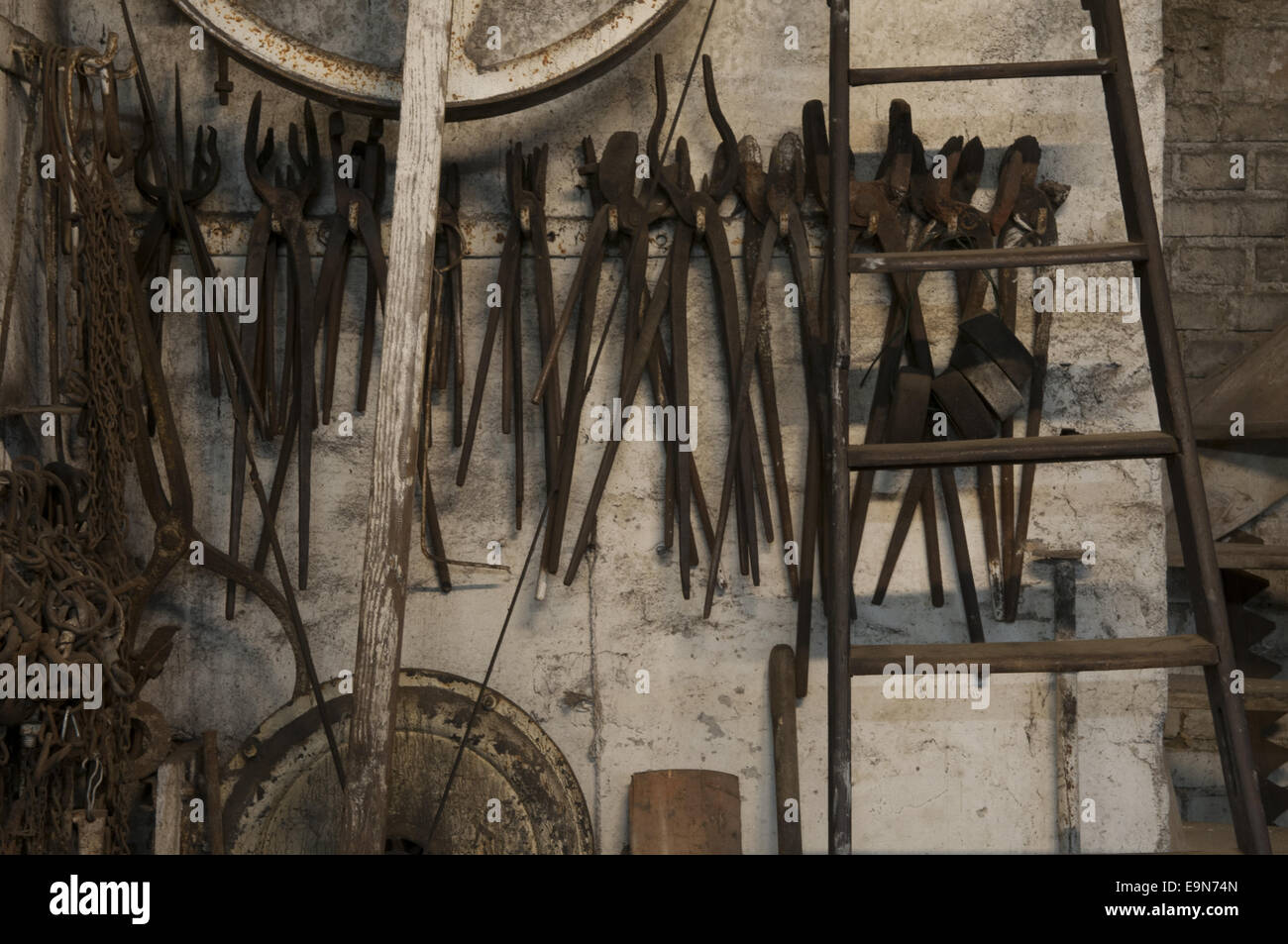 Blacksmith tools in a forge Stock Photo - Alamy
