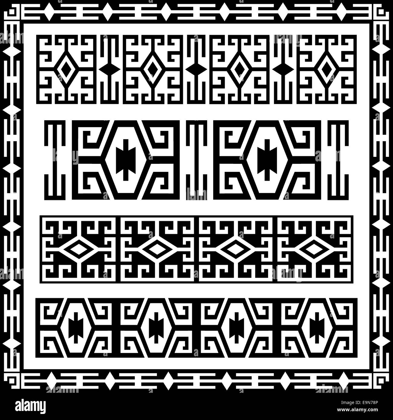 Geometric frame traditional design Black and White Stock Photos ...