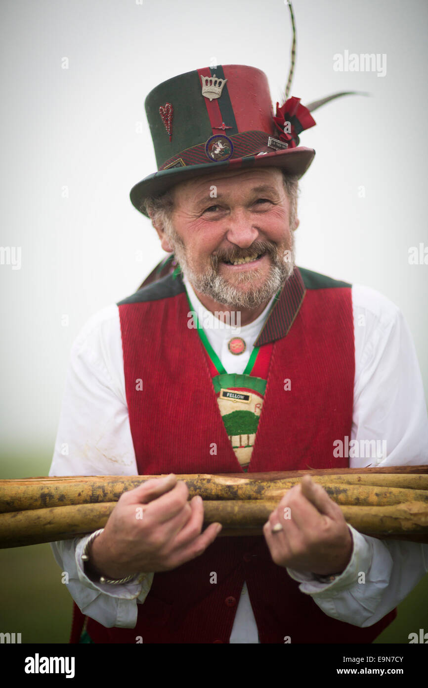 Cliff Marchant, aka 'The Fool', of Chanctonbury Ring Morris Men holds ...