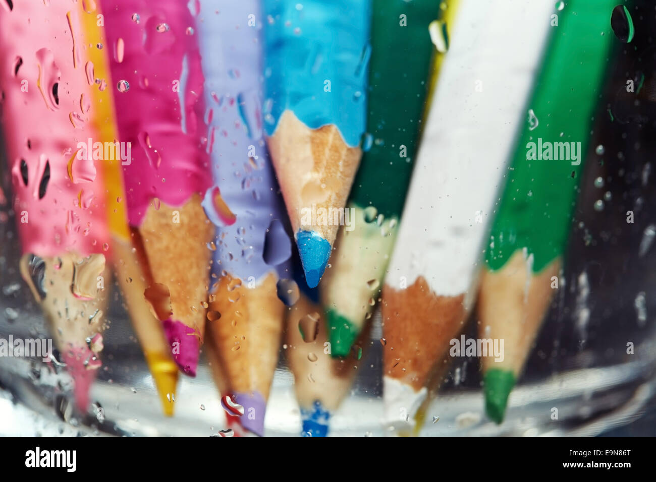 Wet color pencils Stock Photo - Alamy