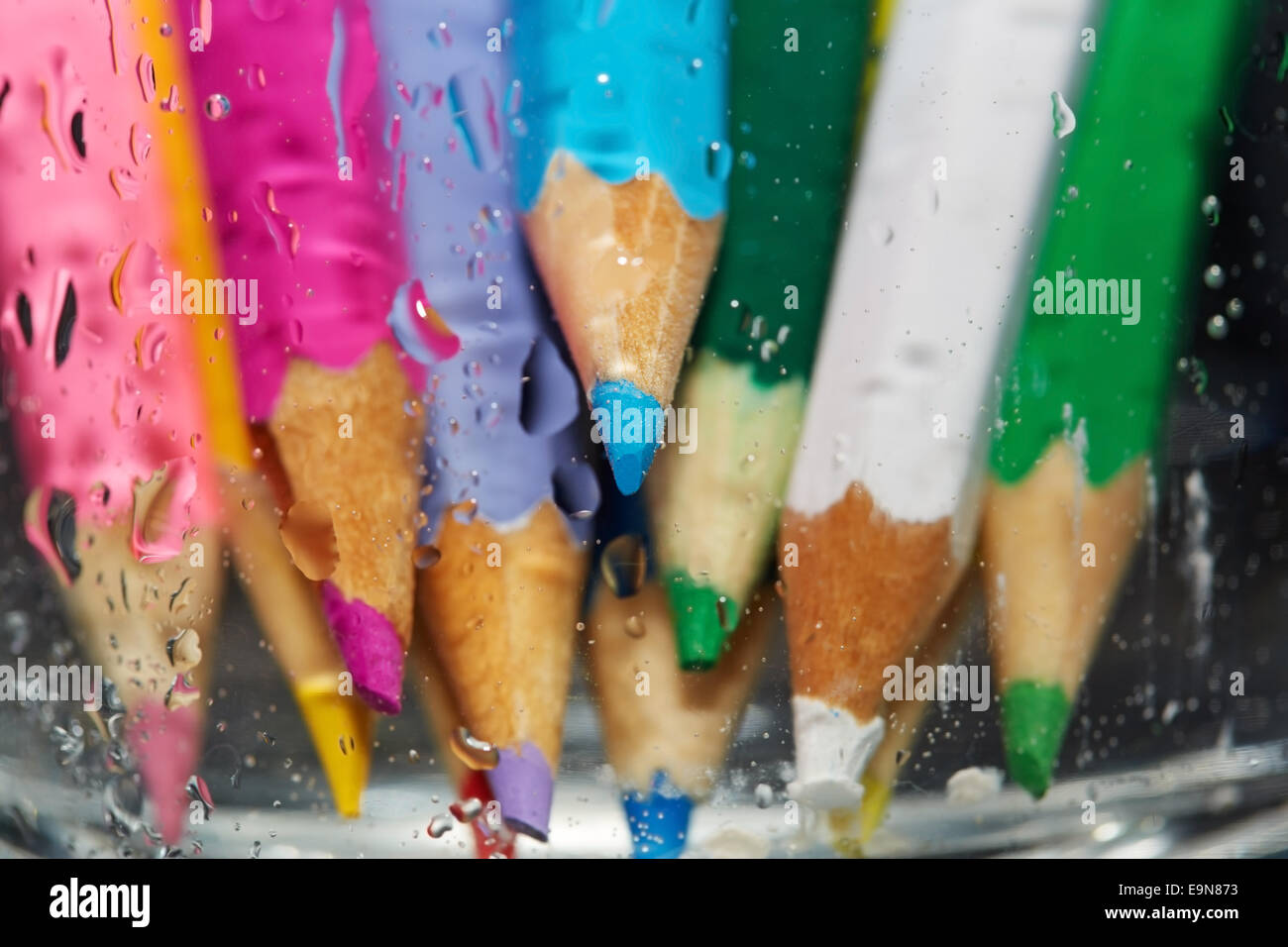 Wet color pencils Stock Photo - Alamy