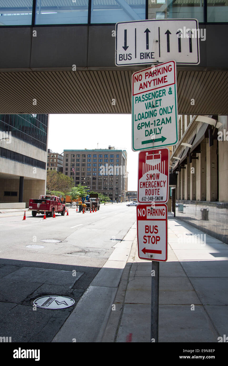 Road signs, downtown, Minneapolis, Minnesota, USA Stock Photo - Alamy