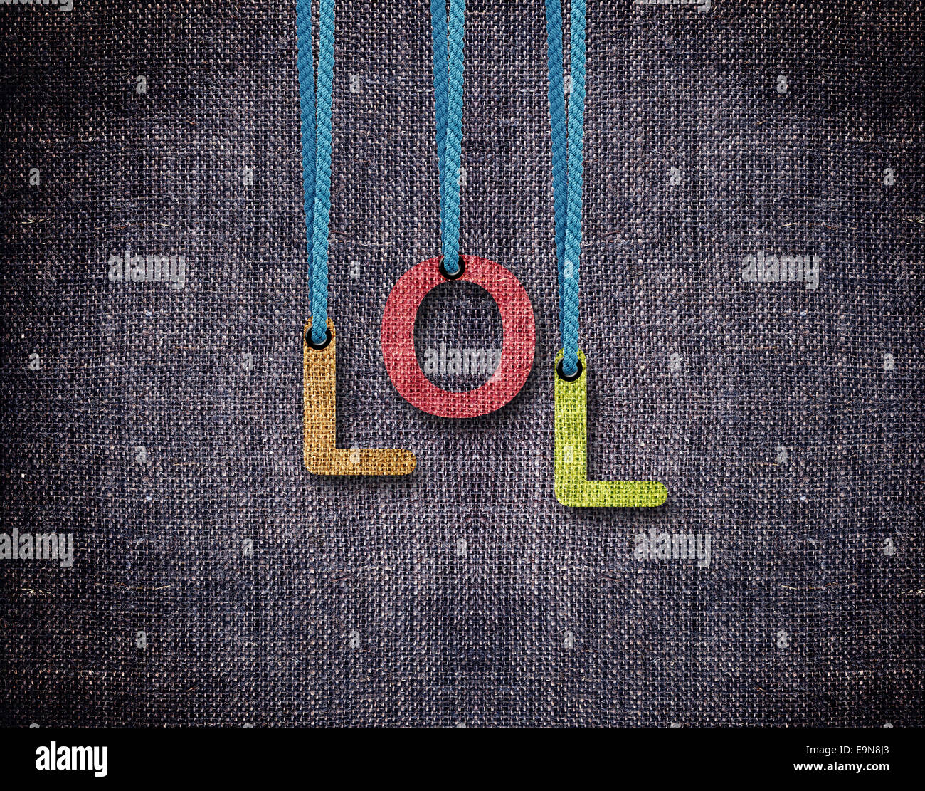 Letters hanging strings Stock Photo - Alamy