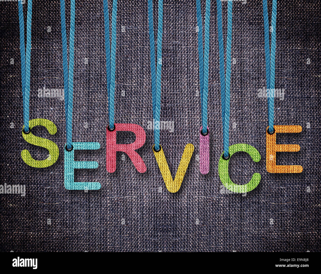 Letters hanging strings Stock Photo - Alamy