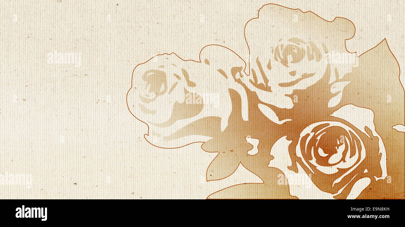 roses on a beige background - illustration Stock Photo - Alamy