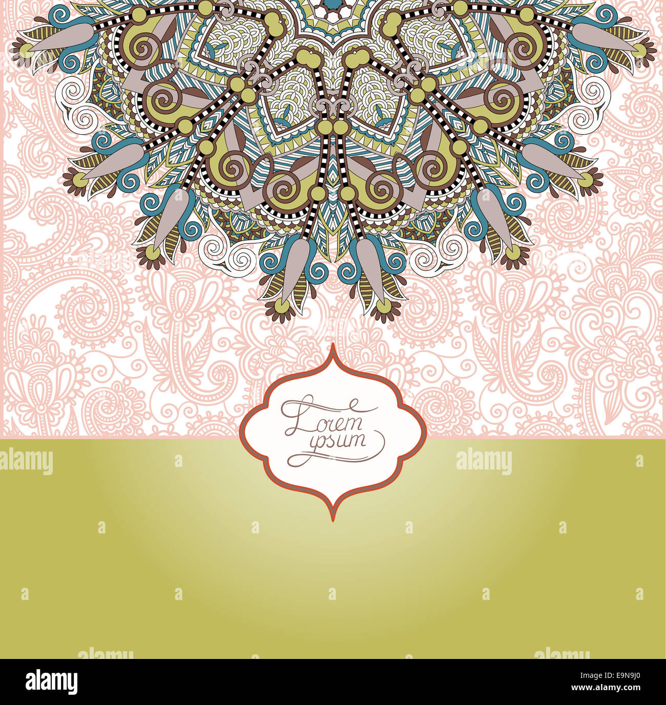 islamic vintage floral pattern, template frame for greeting card Stock ...