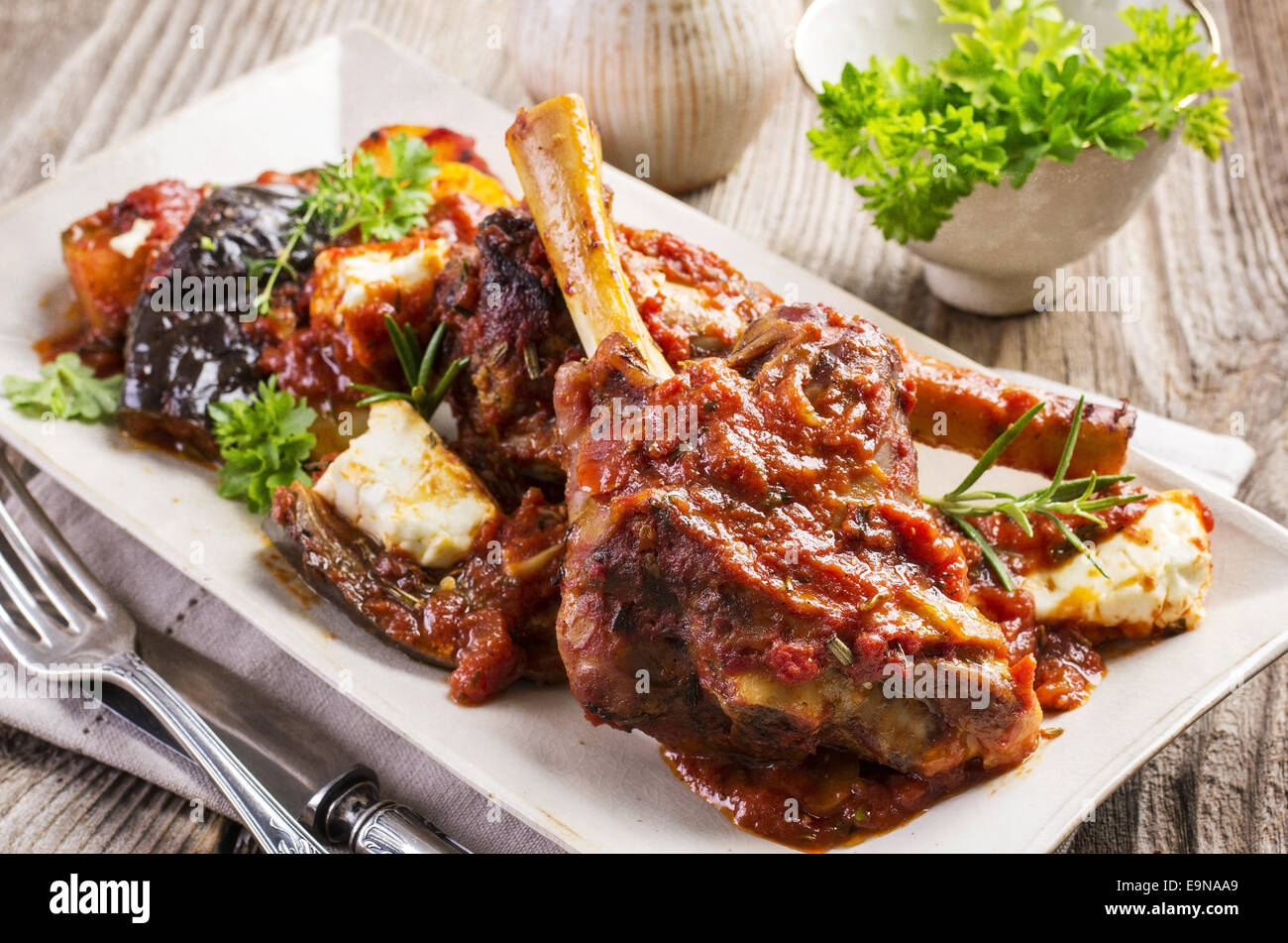 braised lamb kncukle Stock Photo - Alamy