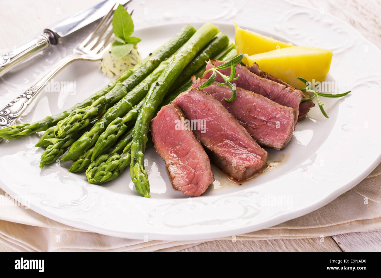 steak with asparagus Stock Photo - Alamy