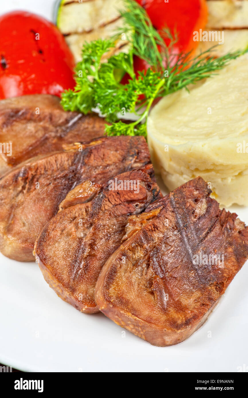 tongue with grilled vegetable Stock Photo - Alamy