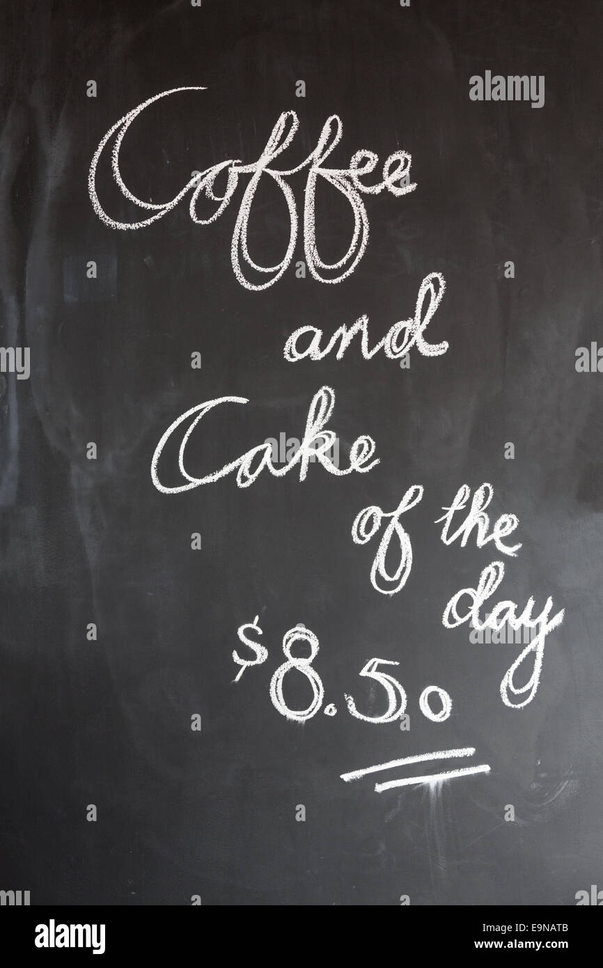 Coffee and cake sign in cafe Stock Photo - Alamy