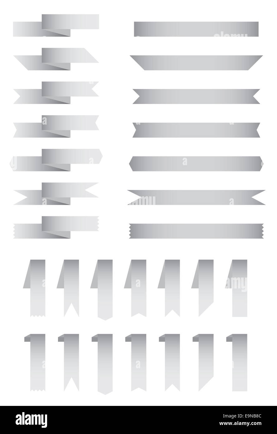 A set of different silver ribbons Stock Photo - Alamy