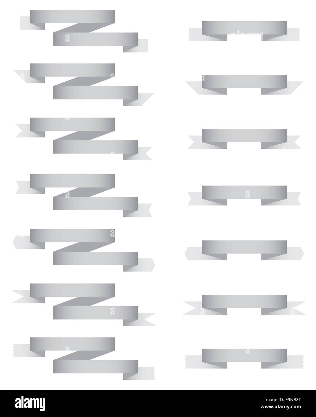 A set of different silver ribbons Stock Photo - Alamy