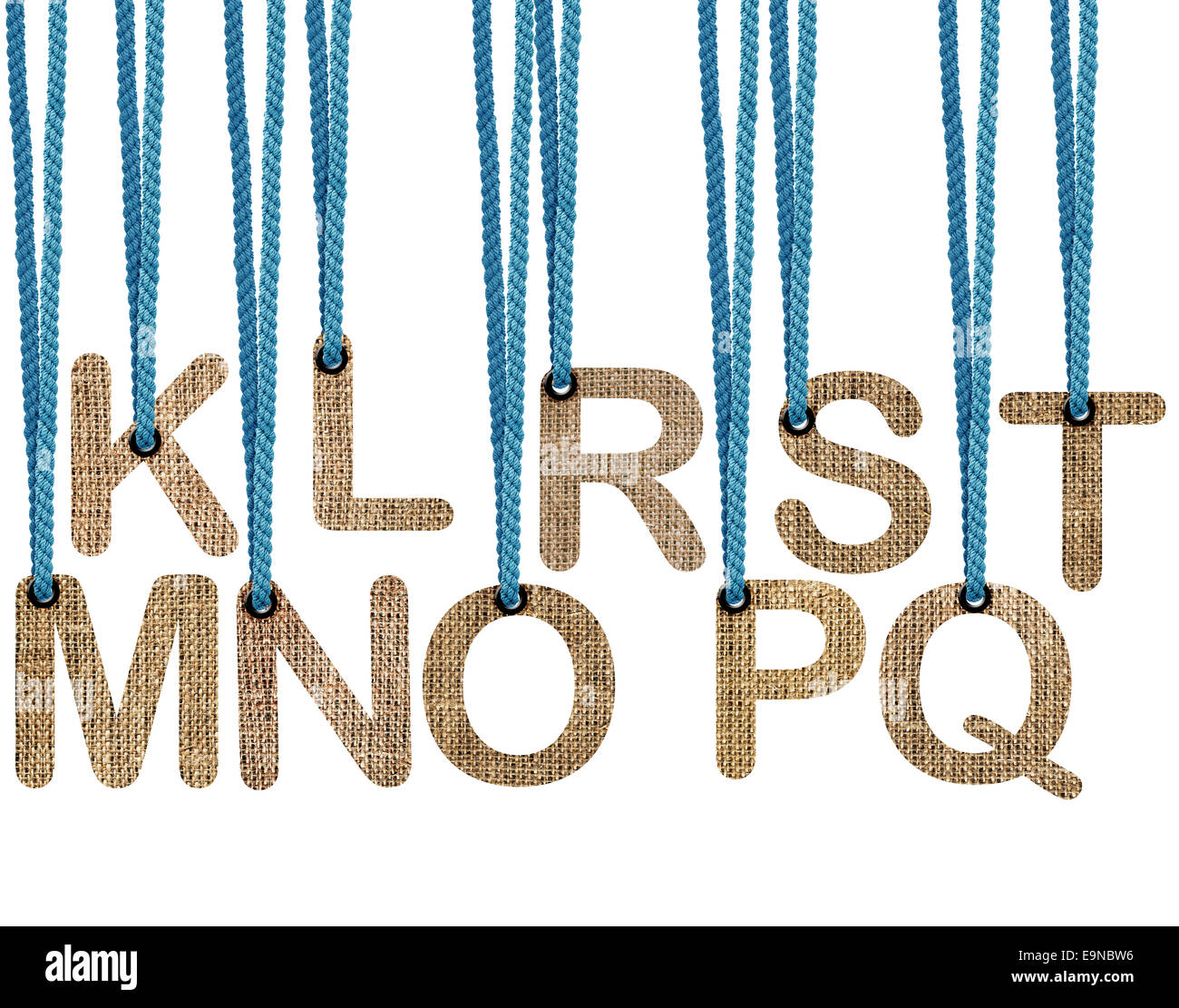 Letters hanging strings Stock Photo - Alamy