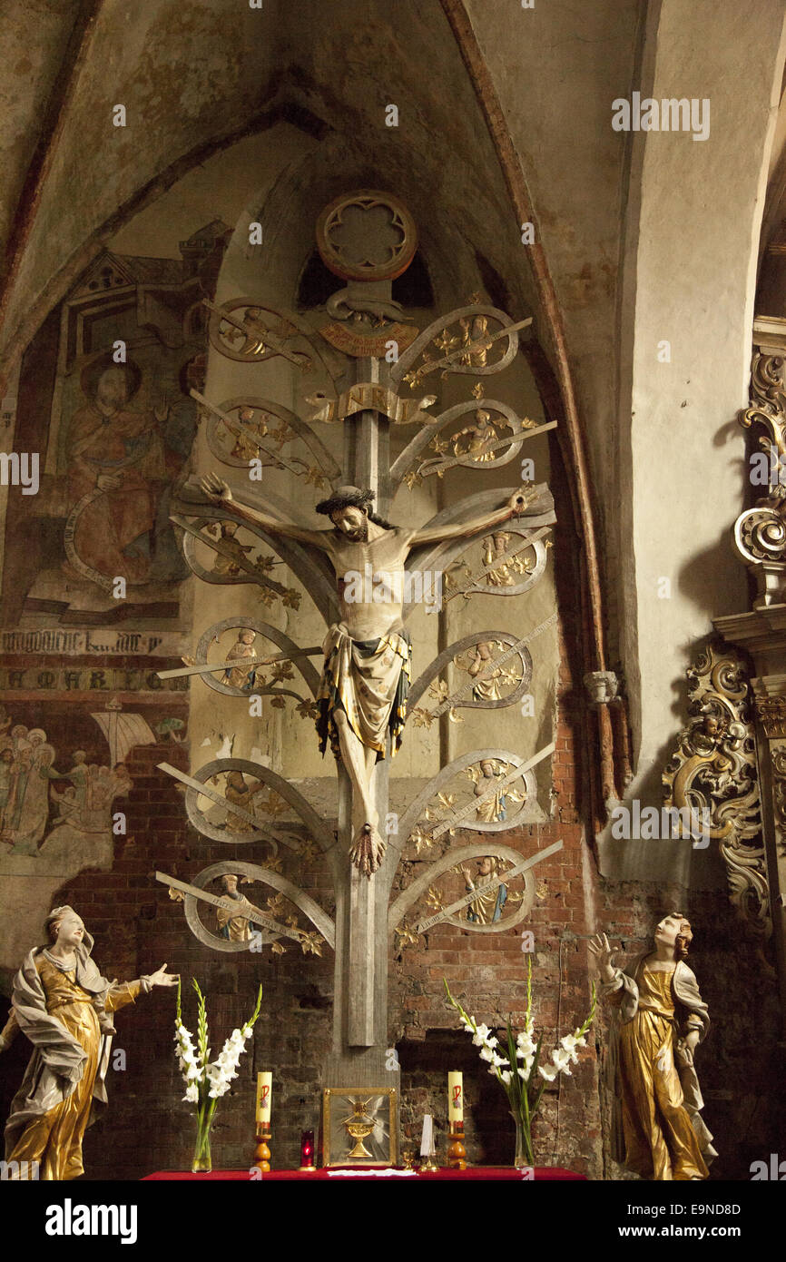 Gothic Tree Of Life Crucifix in 14th cent. Saint James Church, Torun ...