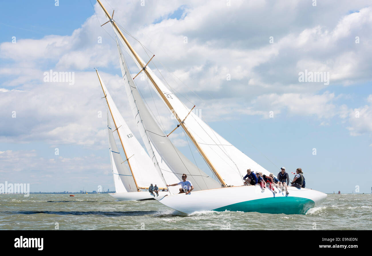 The Eight Metre yachts, Helen (nearest) and Saskia, competing in the ...