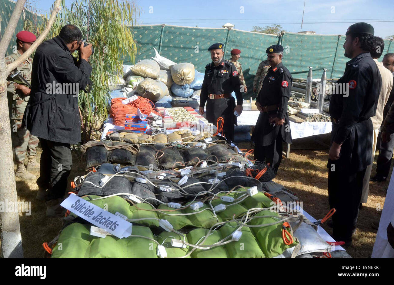 Balochistan Frontier Corps officials show seized explosives material ...