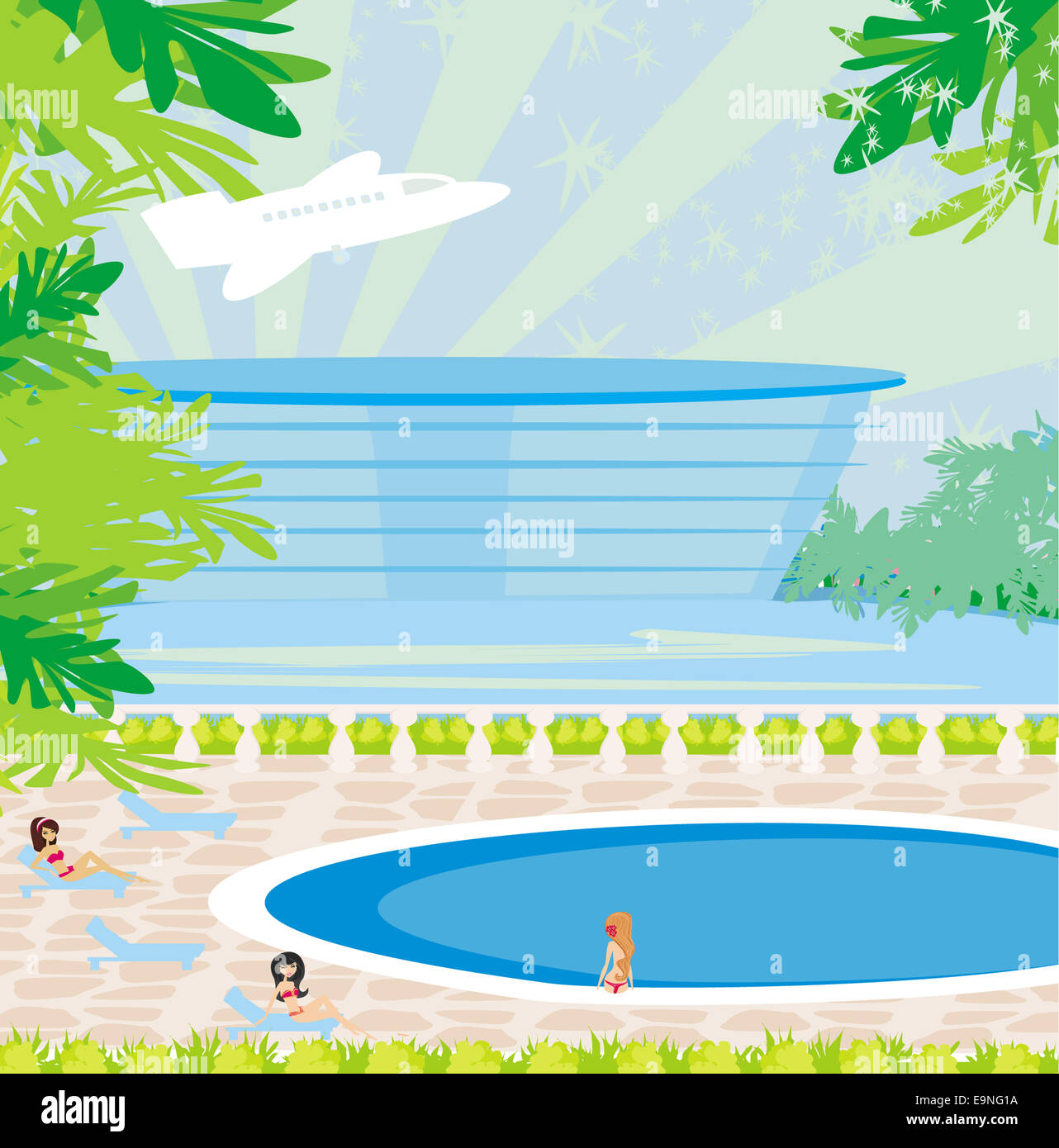 Relaxing tropical swimming pool Stock Photo - Alamy