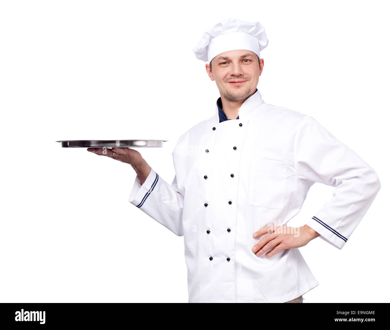 chef holding empty tray Stock Photo - Alamy
